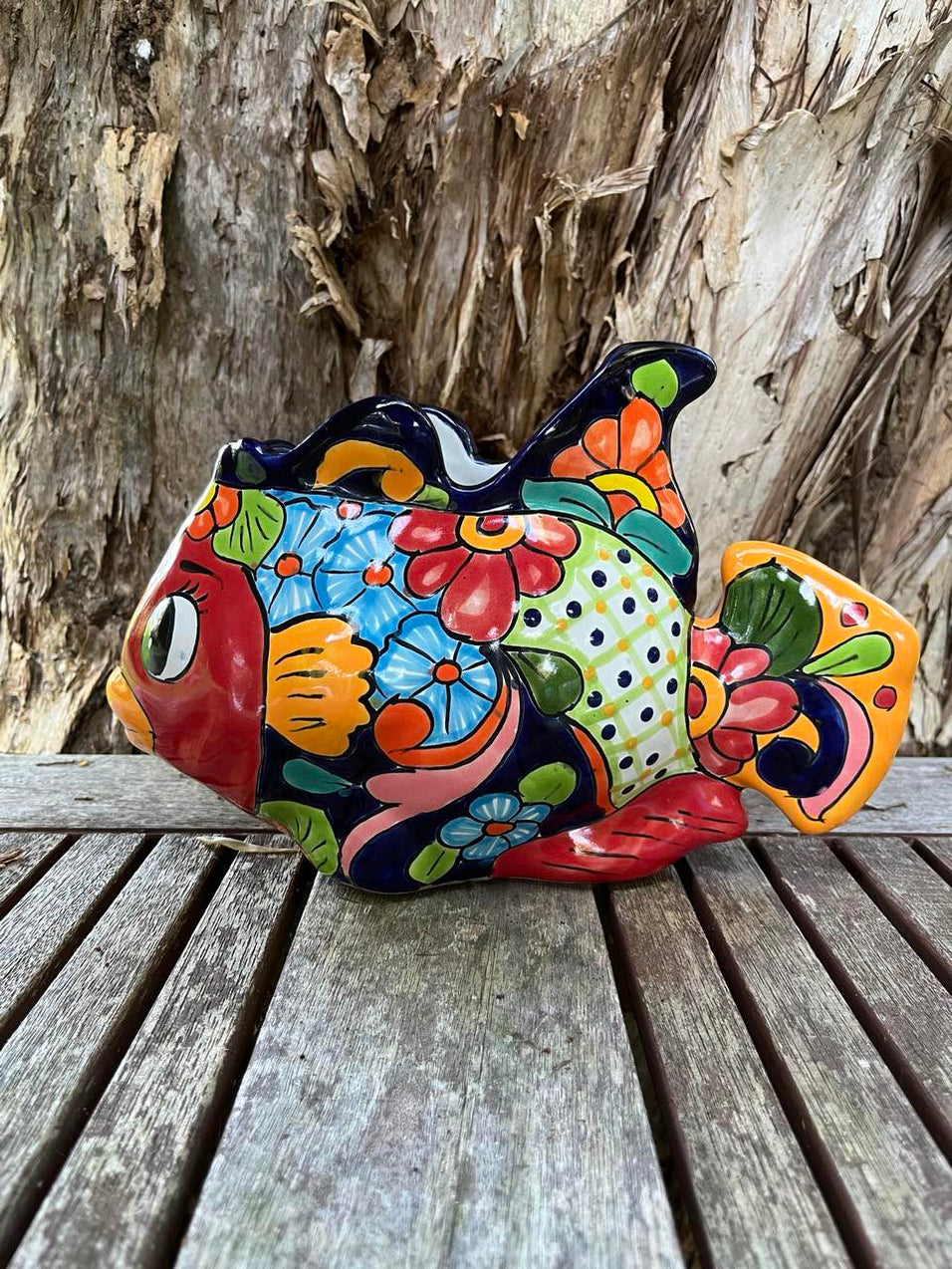 Talavera Fish Pot (includes post) — Nursery 2 U